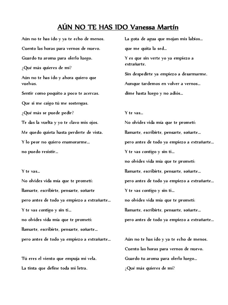 Aún No Te Has Ido Vanessa Martín | PDF Aún No Te Has Ido Vanessa Martín | PDF