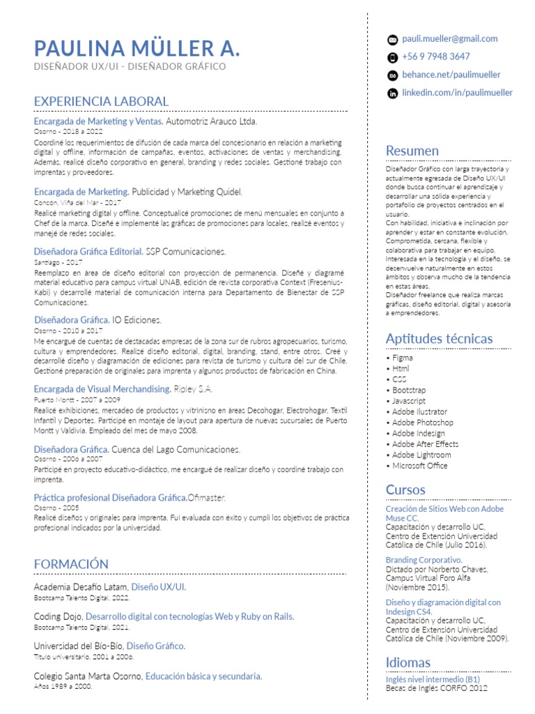 CV Paulina Muller | PDF | Diseño gráfico | Diseño de página