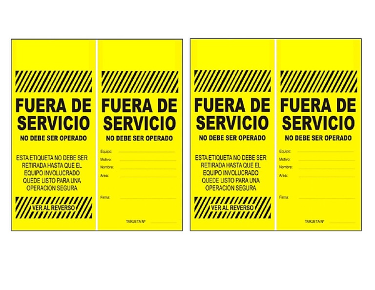 Tarjetas de Fuera de Servicio | PDF