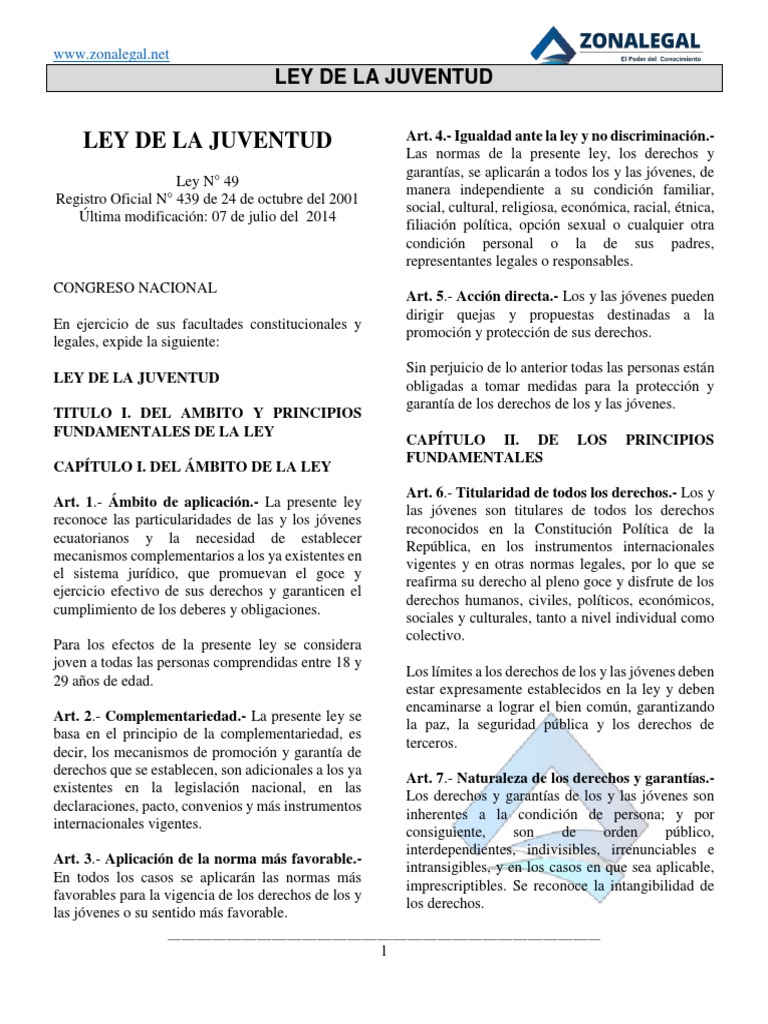 Ley de La Juventud | PDF | Juventud | Derechos humanos