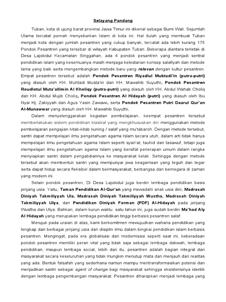 Selayang Pandang Pondok Lajokidul | PDF