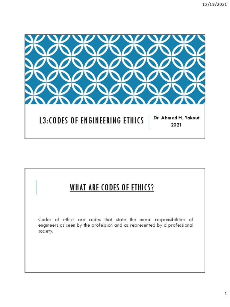ASU 113 L3 Codes of Ethics H | PDF | Engineer | Applied Ethics