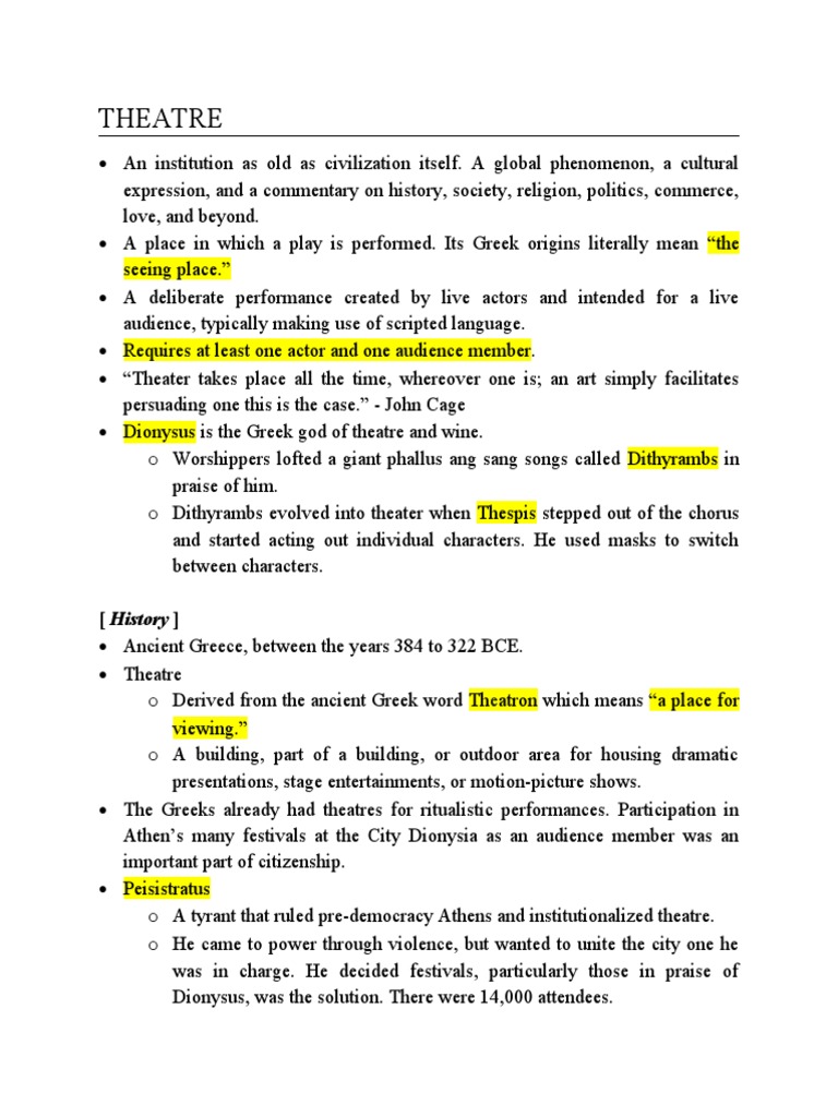 Art - History of Theatre | Download Free PDF | Greek Tragedy | Theatre