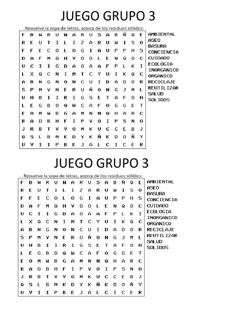 Sopa de Letra Residuos Solidos | PDF