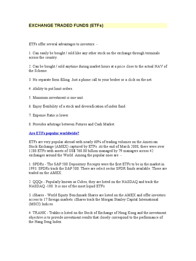 Exchange Traded Funds (Etfs) : Are Etfs Popular Worldwide? | PDF ...