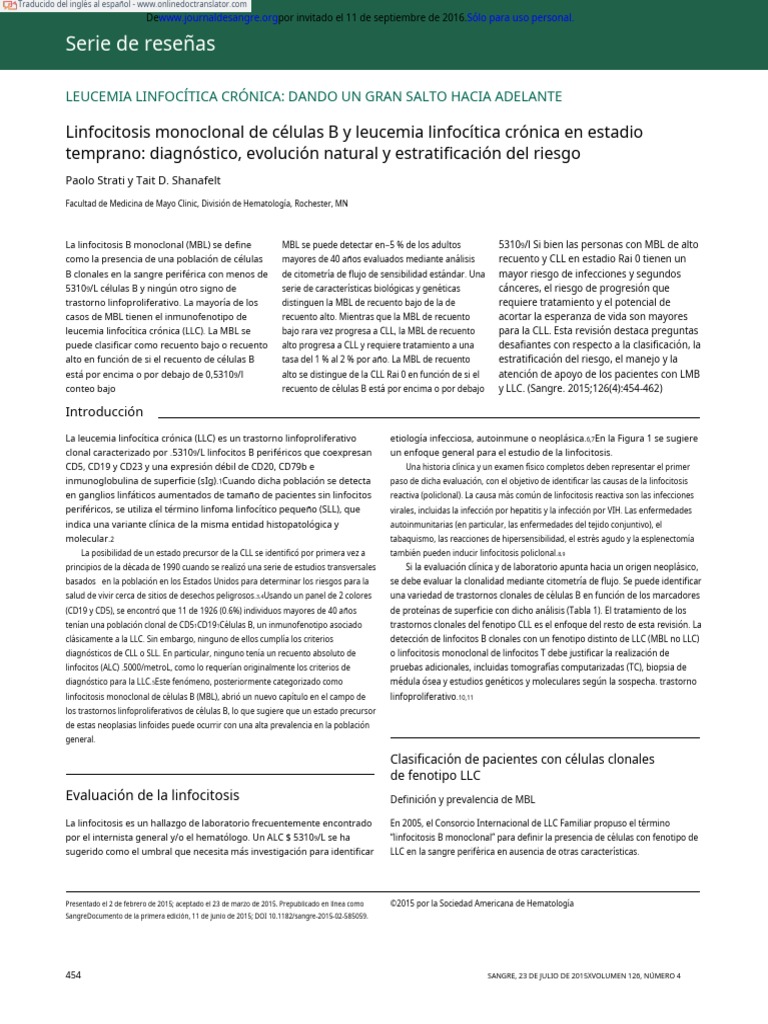 Monoclonal B-Cell Lymphocytosis and Early-Stage Chronic Lymphocytic ...