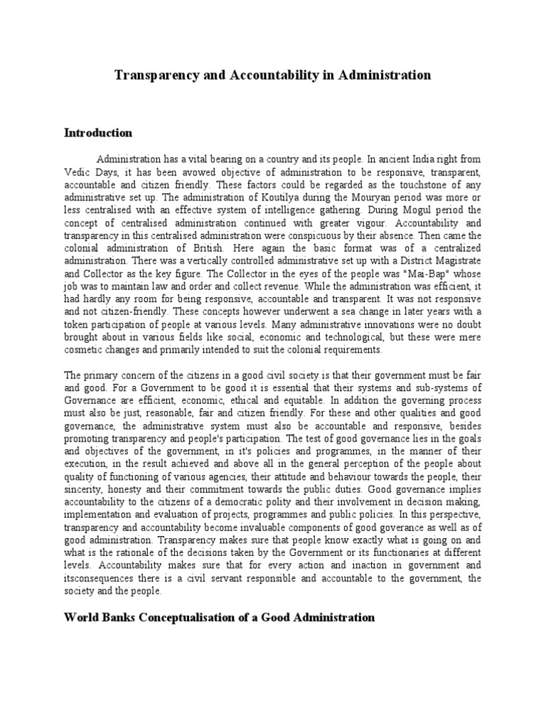Transparency and Accountability in Administration | PDF | Freedom Of ...