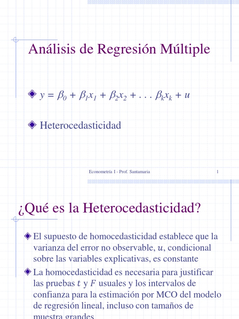 Heterocedasticidad II | PDF | Mínimos cuadrados ordinarios | Econometría