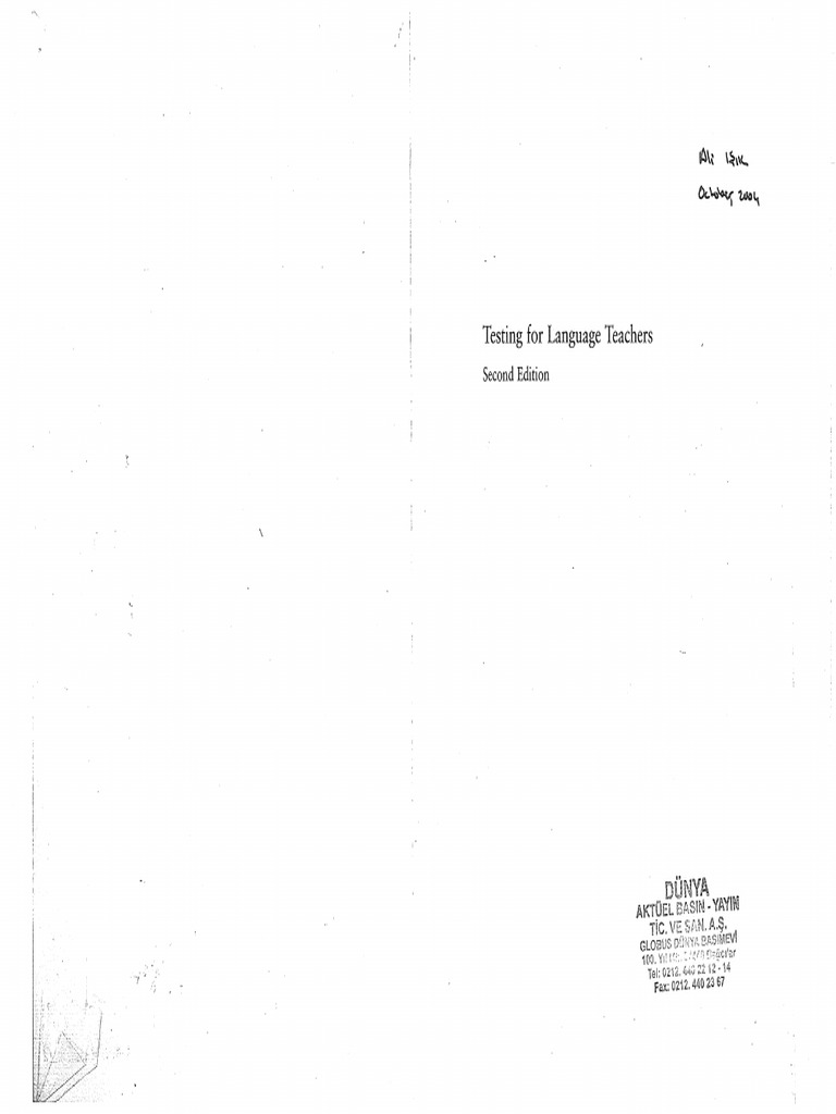 Testing For Language Teachers by Arthur Hughes | PDF