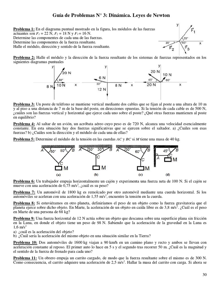 Guía 3 | PDF | Fuerza | Las leyes del movimiento de Newton