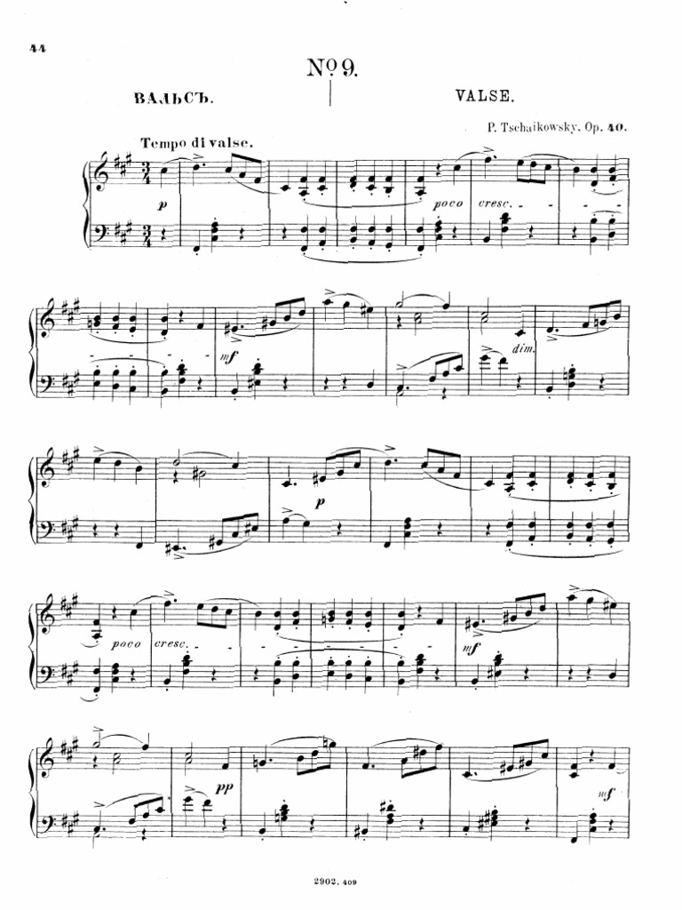 Tchaikovsky Waltz Op.40 No 9 | PDF