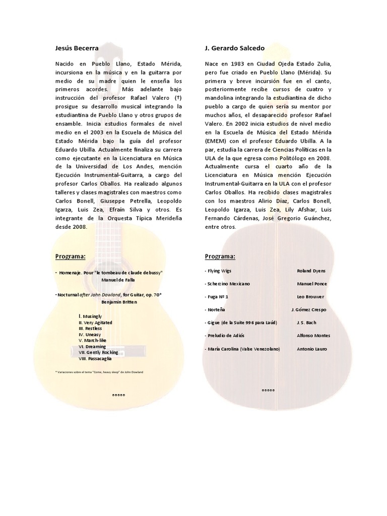 Programa Recital 12 7 13 Gerardo Chucho | PDF | Música clásica | Compositores clásicos