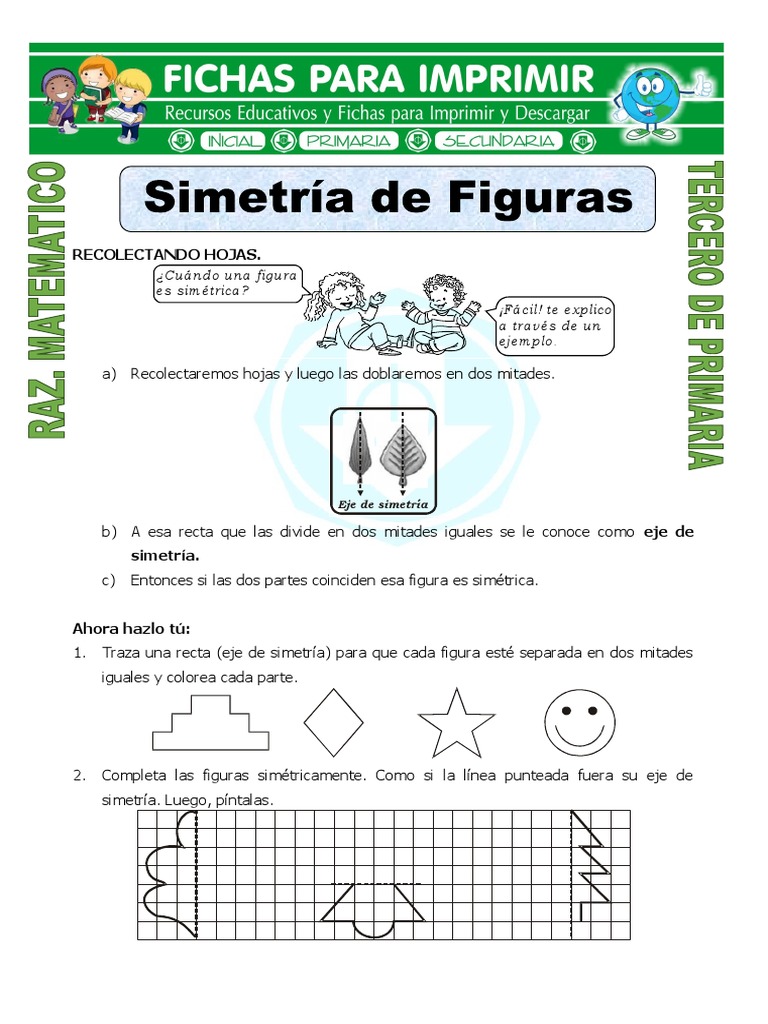 Ficha Que Es Simetria para Tercero de Primaria | PDF