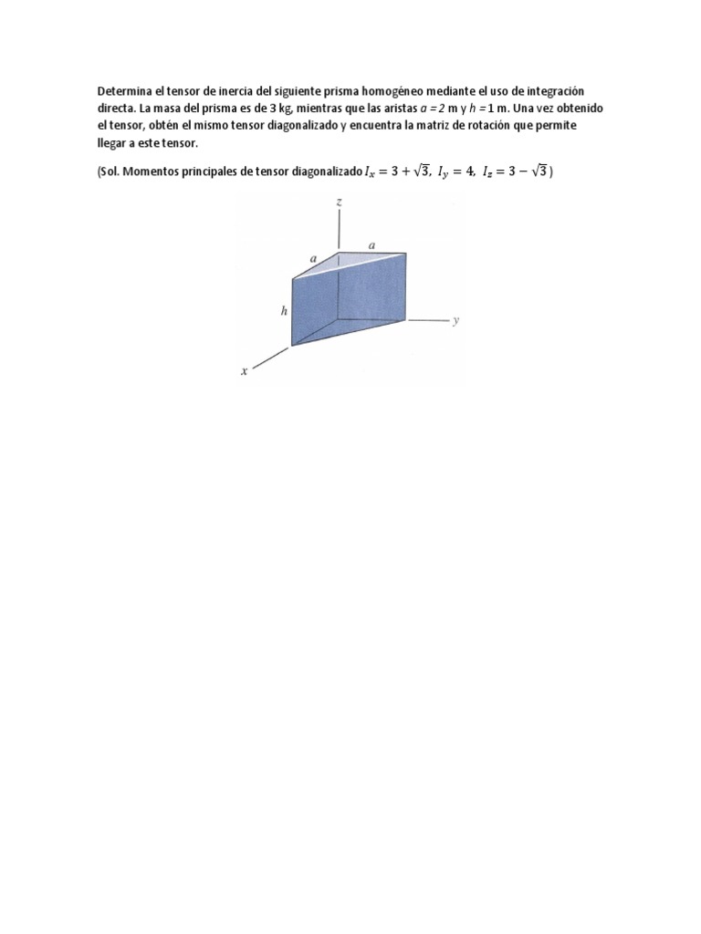 Tensor de inercia de prisma homogéneo | PDF