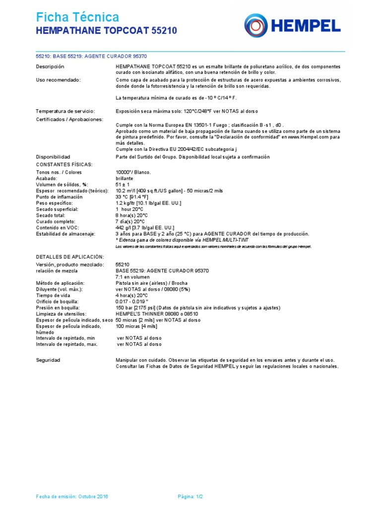 Hempathane Topcoat 55210 | PDF | Agua | Aluminio