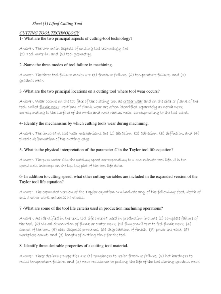 Model Answer - Sheet (1&2) | PDF | Machining | Materials
