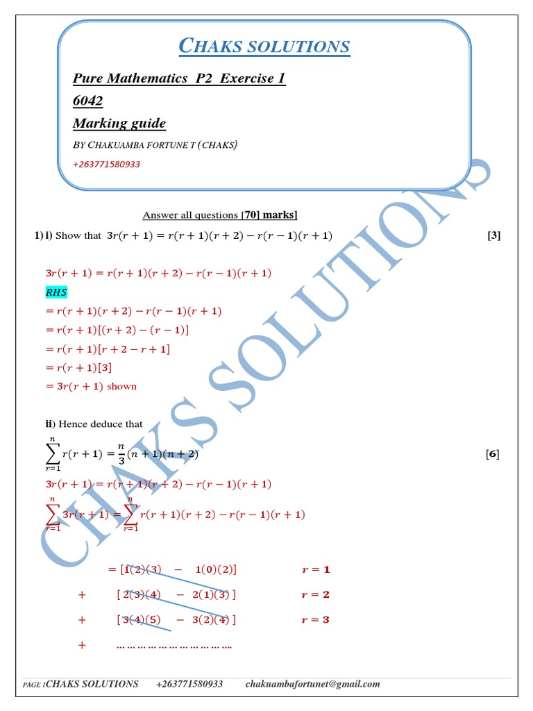 Answers-Chaks Pure Maths P2 Ex 1 Pure Mathematics0001 | PDF | Plane (Geometry) | Mathematics