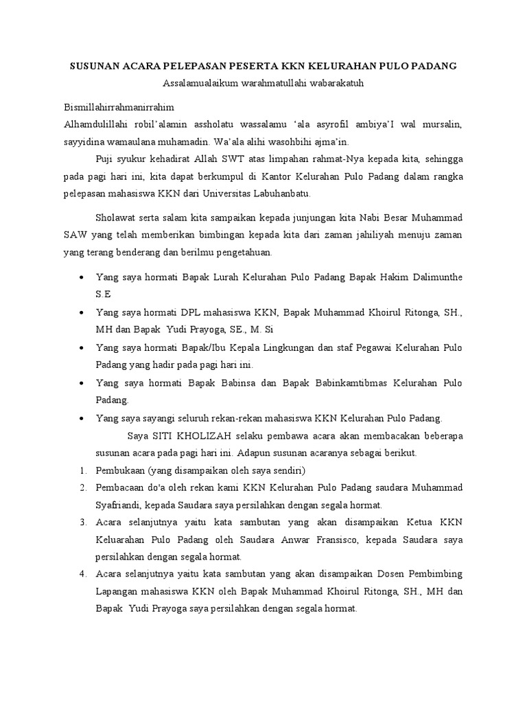 Susunan Acara KKN | PDF