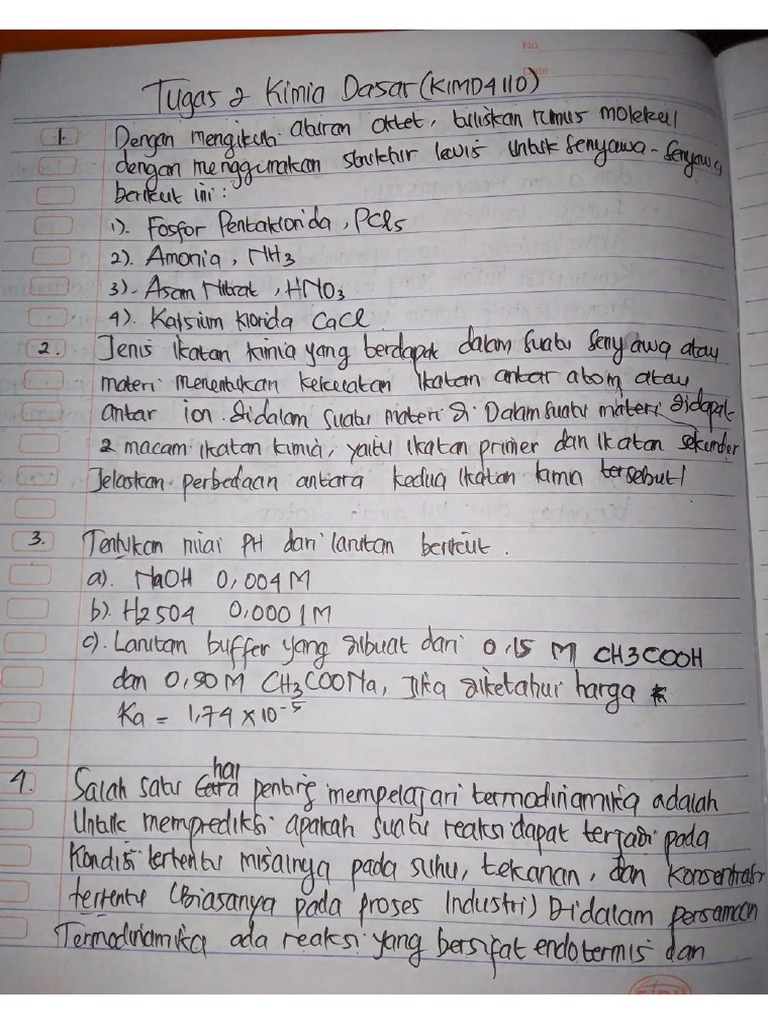 Tugas 2 Kimia Dasar 1 KIMD4110 | PDF
