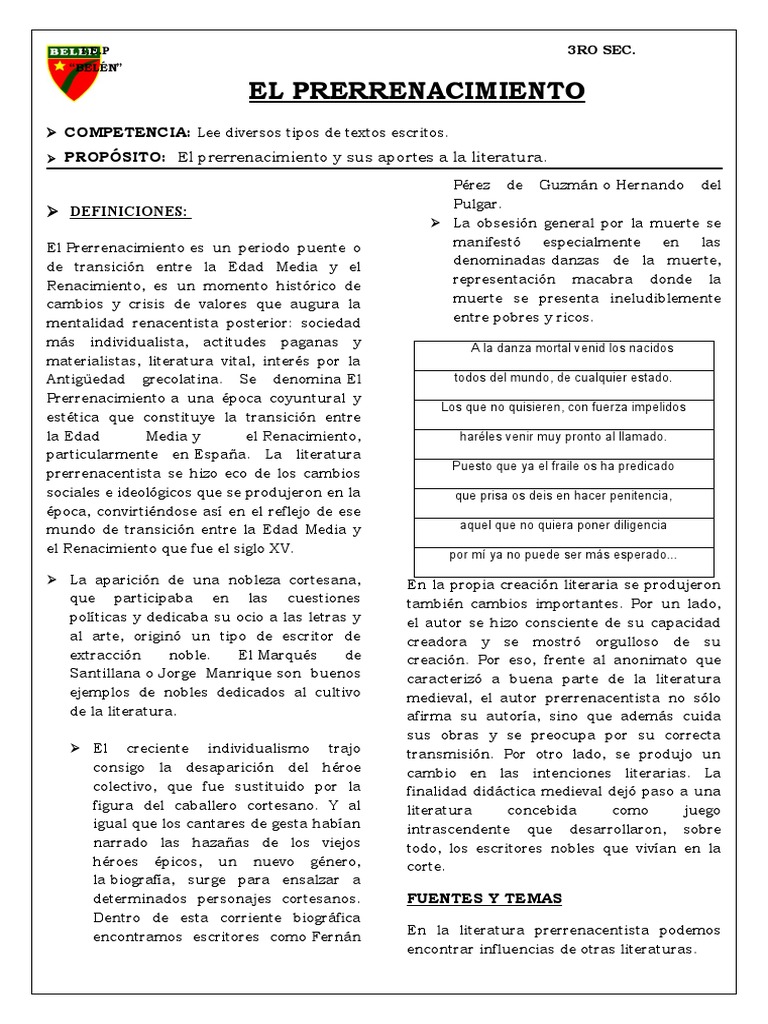 El Prerrenacimiento | PDF | Poesía | Renacimiento