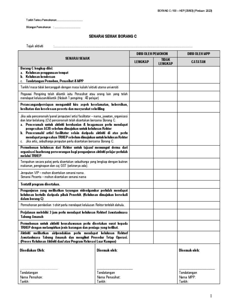 Format Borang C 2023 (Pindaan 1) | PDF