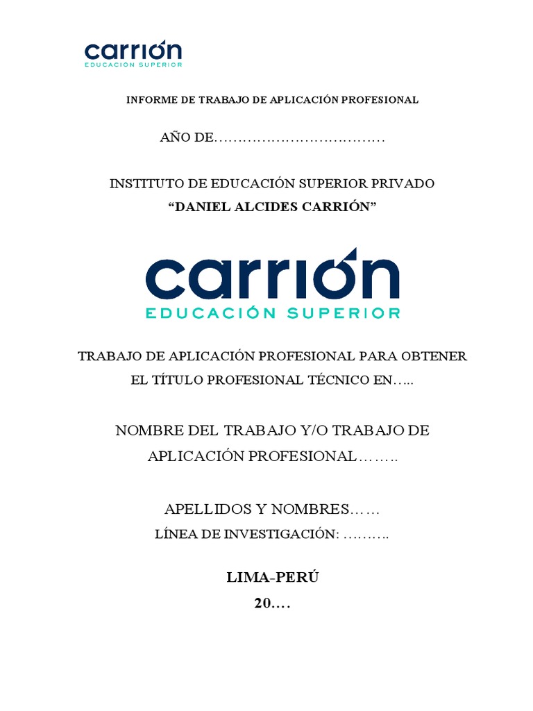 Modelo de Informe Final Trabajo de Aplicación Profesional | PDF
