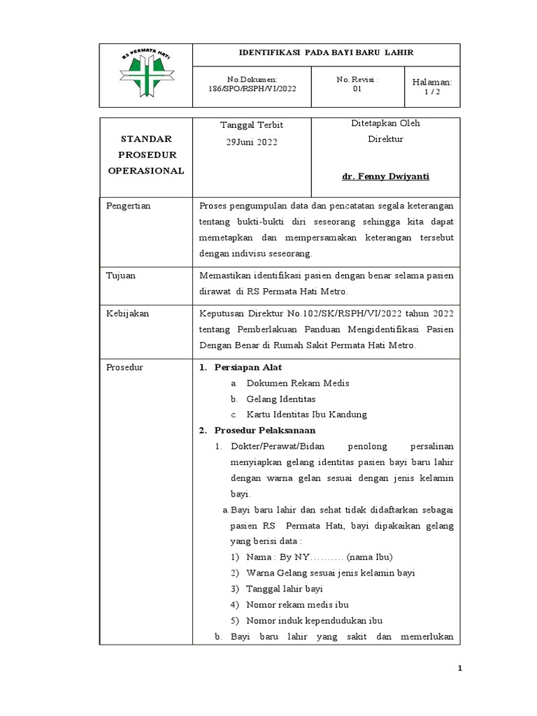 186.pemasangan Gelang Identitas Pada Bayi Baru Lahir | PDF