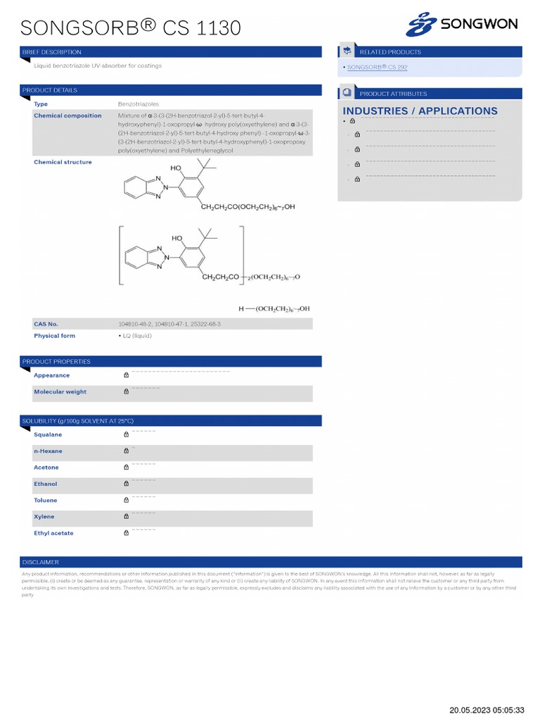 Songsorb-Cs-1130 TDS | PDF