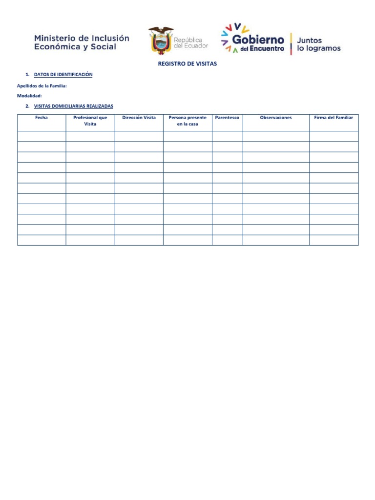 5.-Ficha de Registro de Visitas | PDF