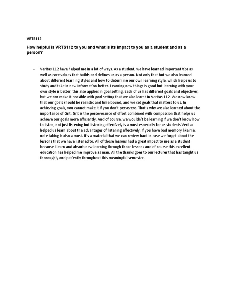 VRTS Final Activity | PDF | Career & Growth