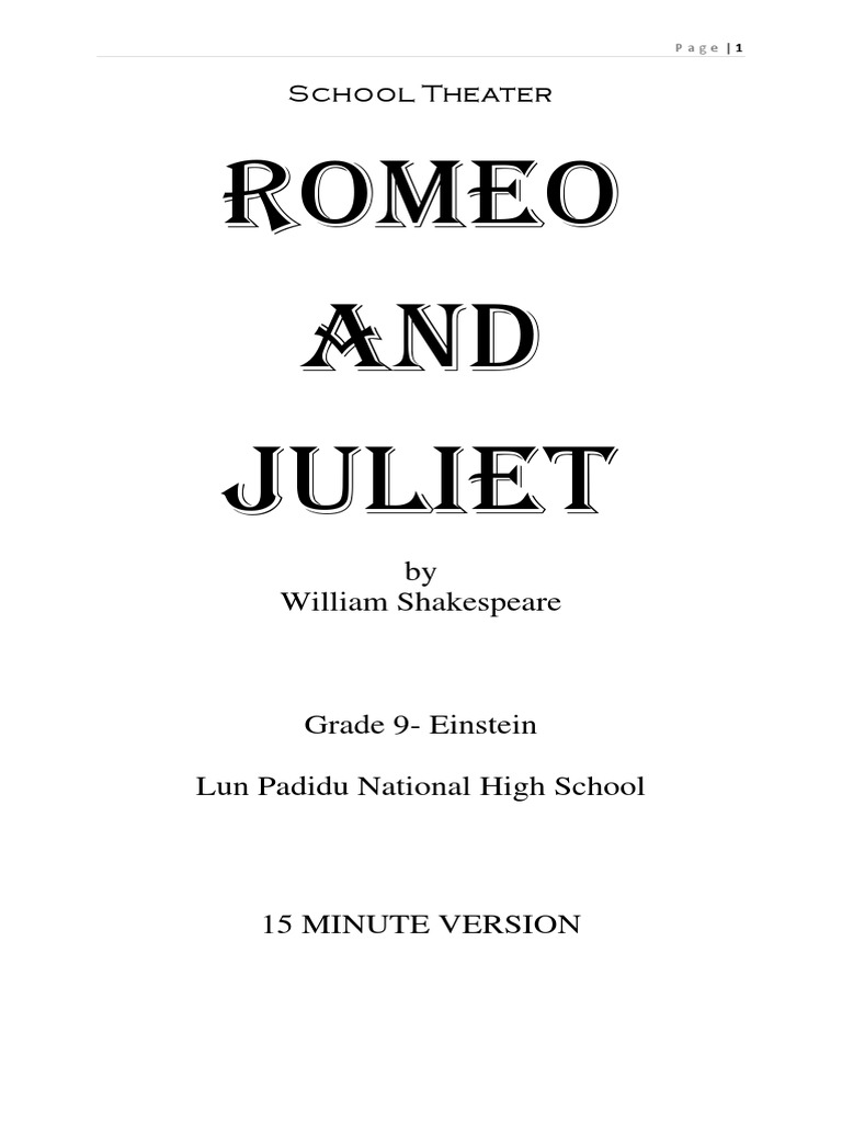Einstein Romeo And Juliet Script Download Free PDF Characters In