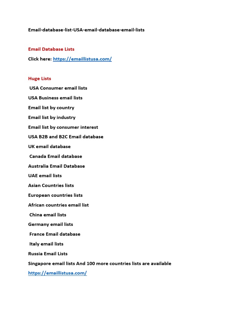USA Email Database and Lists | PDF