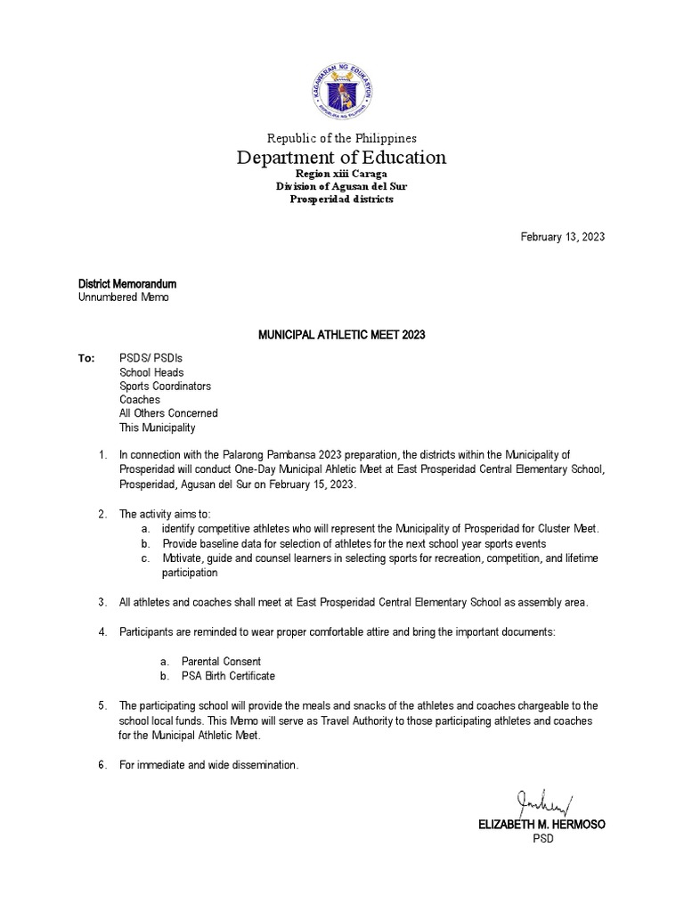 Municipal Sports Meet 2923 | PDF