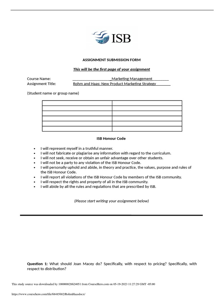 Rohm and Haas Marketing Strategy Analysis | PDF | Supply Chain ...