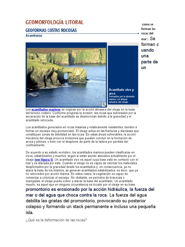 Acantilado Vivo y Arco | PDF | Roca (geología) | Acantilado