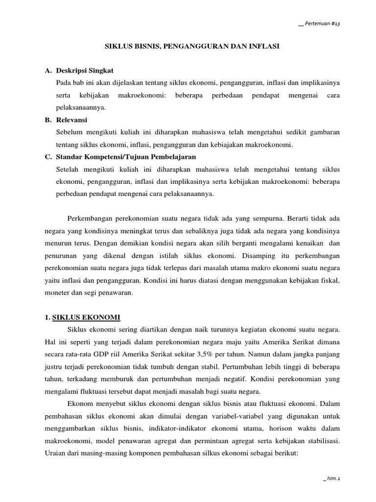 Pertemuan 13 - Siklus Bisnis | PDF | Bisnis | Ilmu Sosial