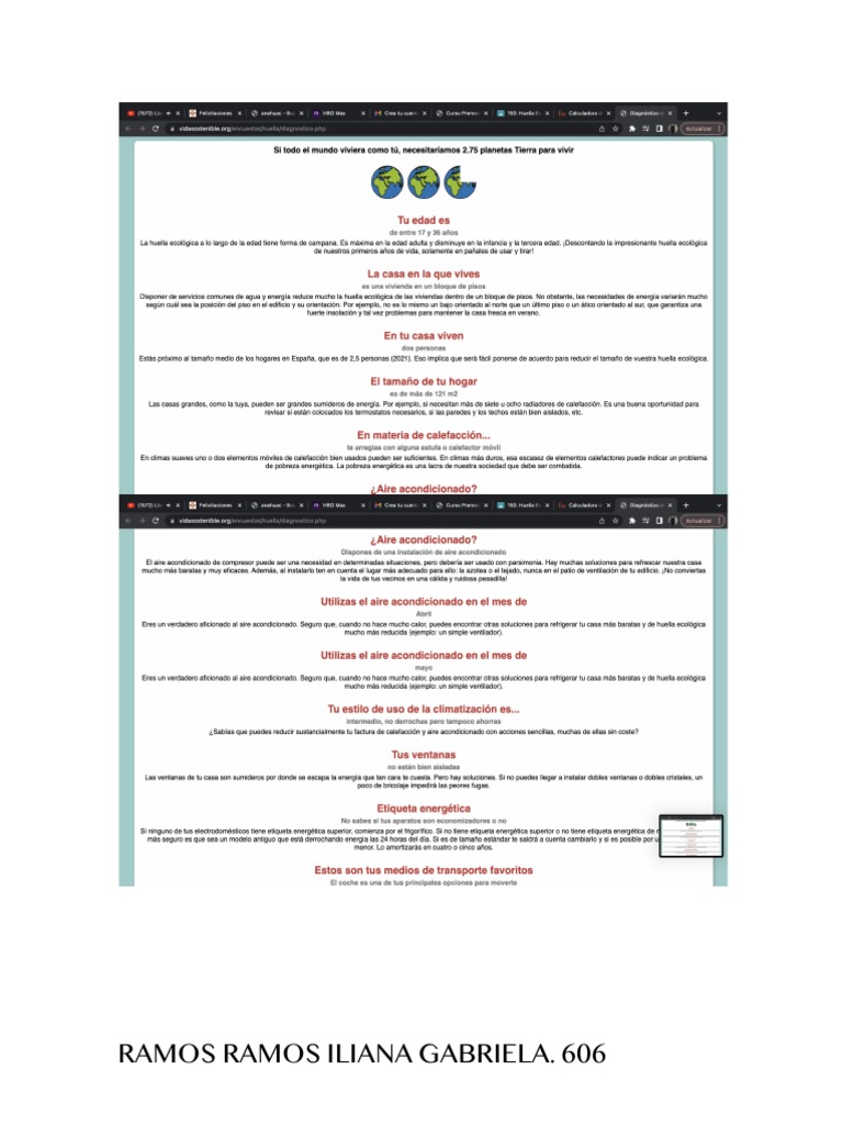 Huella Ecológica - Gabriela Ramos - 606 | PDF