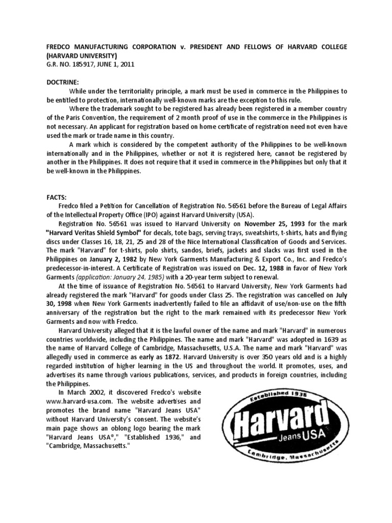 11 Fredco Manufacturing Corp v. President and Fellows of Harvard | PDF ...