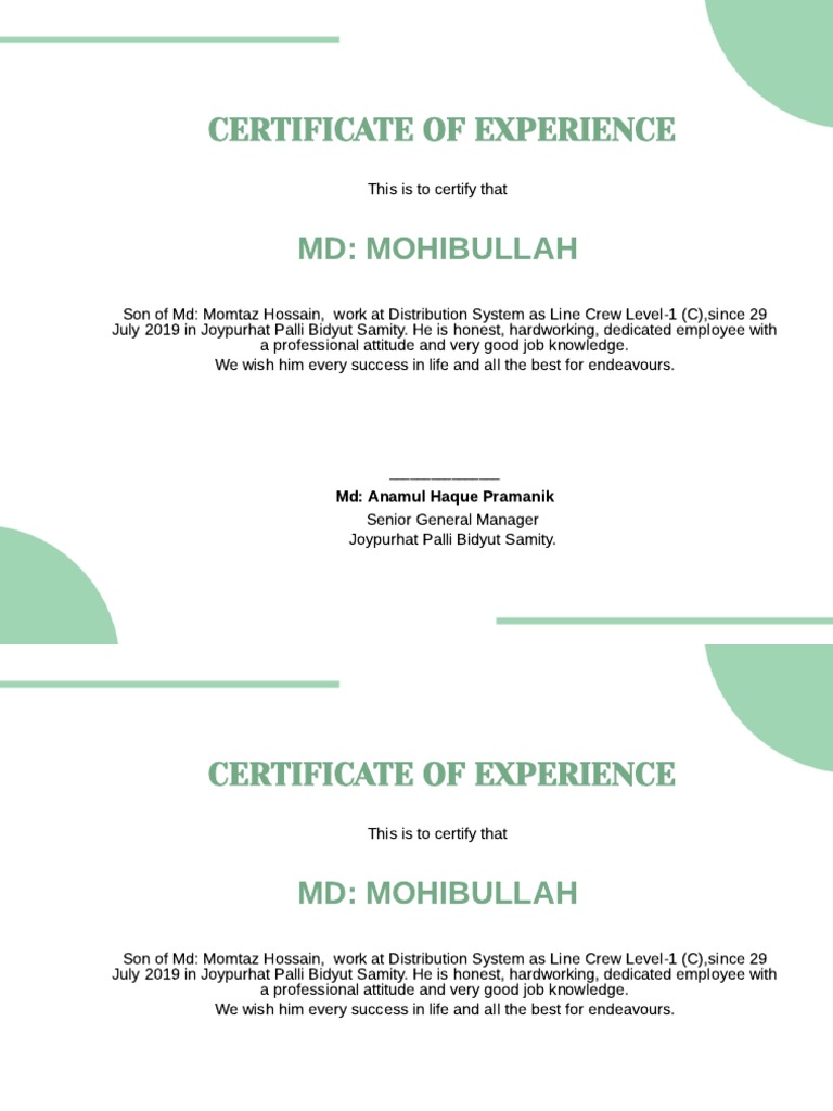 Company Experience Certificate Template-5 | PDF
