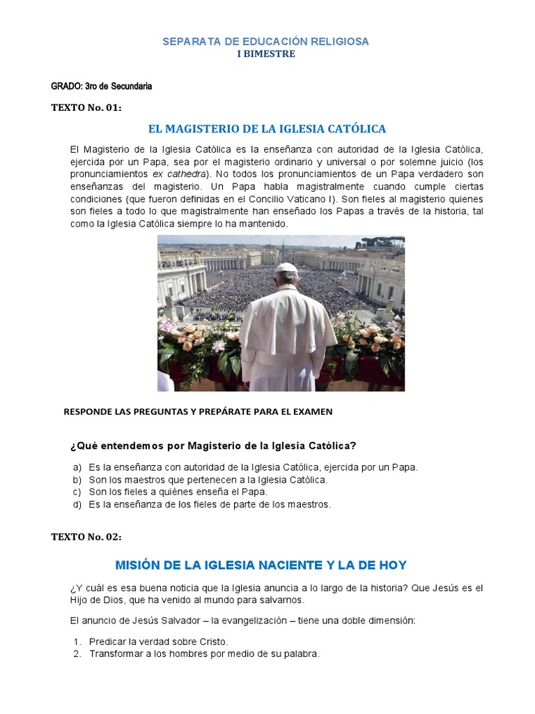 El Magisterio de La Iglesia Católica | PDF | Iglesia Católica | Luteranismo
