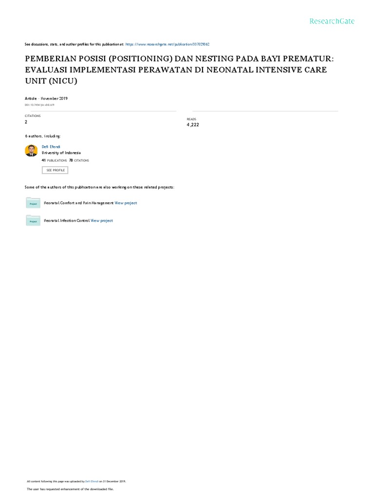 Pemberian Posisi Positioning Dan Nesting Pada Bayi | PDF