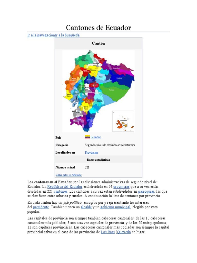 Cantones de Ecuador 3ºBGUTEC DPT | PDF | Ecuador