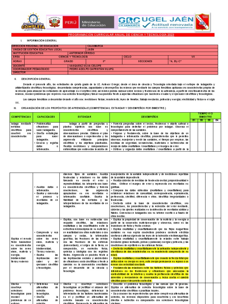 PROGRAMACIÓN CURRICULAR ANUAL | PDF | Medición | Evaluación