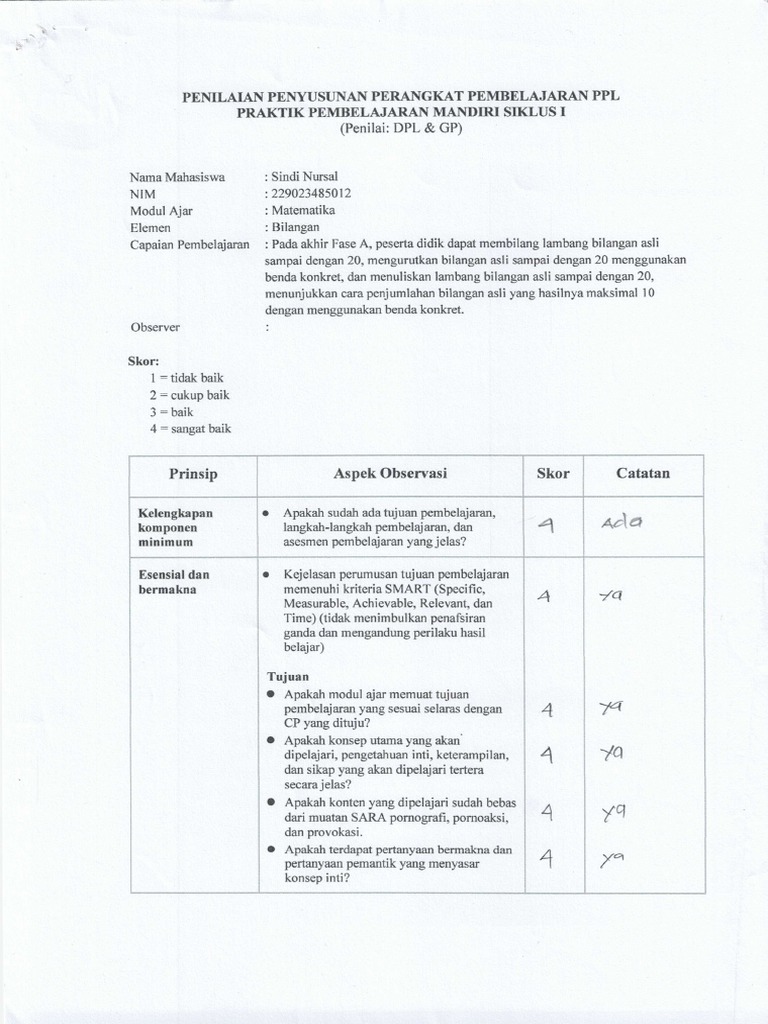 Format Lembar Observasi Lesson Study (FLO-ILS) | PDF