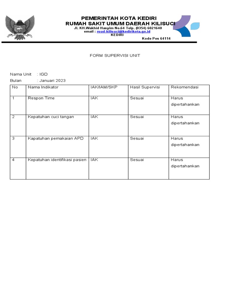 Form Supervisi IGD | PDF
