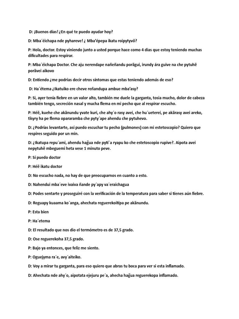 Diálogo Medico-Paciente | PDF | Medicina | Enfermedades y trastornos