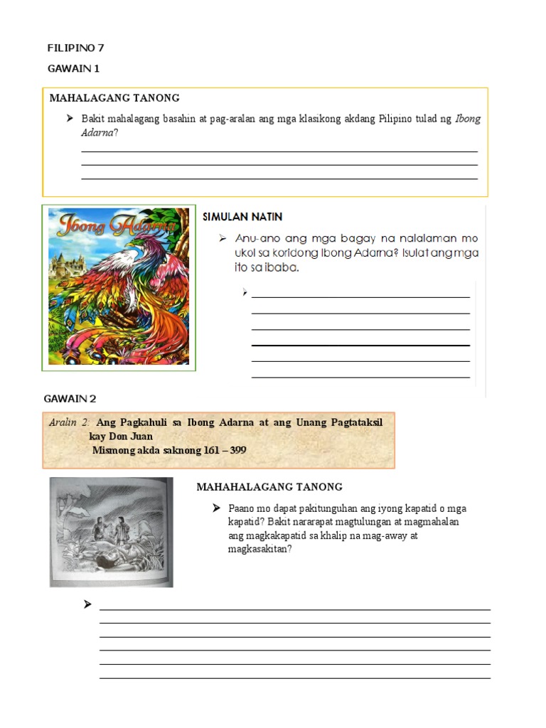 Filipino 7 - 4TH Q Gawain 1-3 | PDF