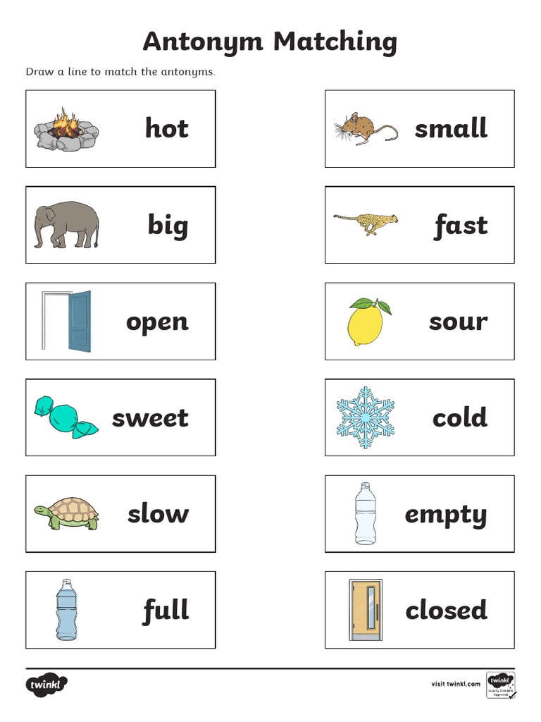 Au T L 4593 Antonym Matching Activity Sheet | PDF