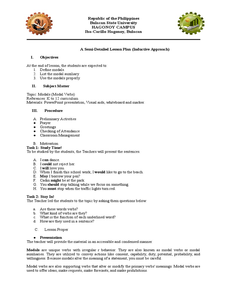 Inductive Semi Detailed Lesson Plan | PDF | Verb | Cognition