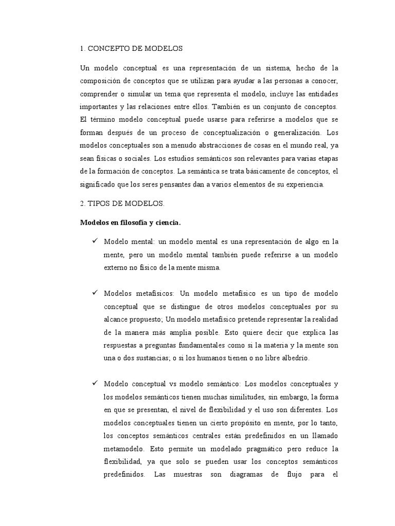 Modelos Conceptuales | Descargar gratis PDF | Modelo conceptual | Teoría del modelo